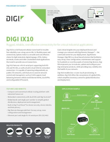 Ficha técnica de Digi IX10 | Router industrial LTE robusto y seguro ...