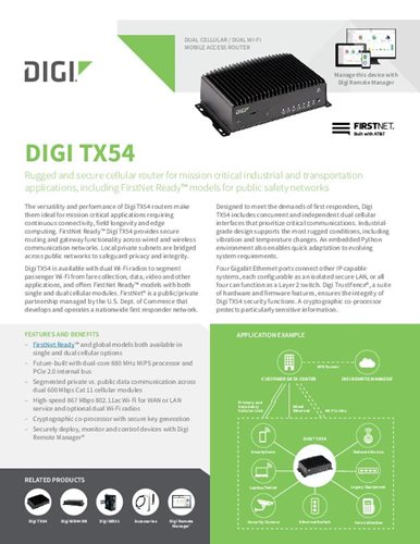 Ficha técnica de Digi TX54 | Digi International